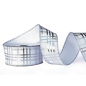 Wired Christmas Ribbon for Tree Plaid Ribbons Set Burlap Xmas Thick 2.5 Inch 4 Rolls 24 Yards for Decorating Trees Gift Wrapping Wreaths Bows Perfect for Tree Topper Wreath Mailbox Staircases