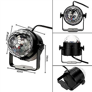 VAKS Disco Ball Party Light, 7 Modes Stage DJ Lights with Sound Control and Remote Control for Family Room Dance Parties Kids Birthdays Christmas Karaoke Weddings Show Club Pub, 1 Pack