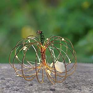 ROTORS Wire Pumpkin Decor with Fairy Lights, Autumn Decor Thanksgiving Table Centerpiece Halloween Decoration Fall Decor Fall Garland (Bronze)