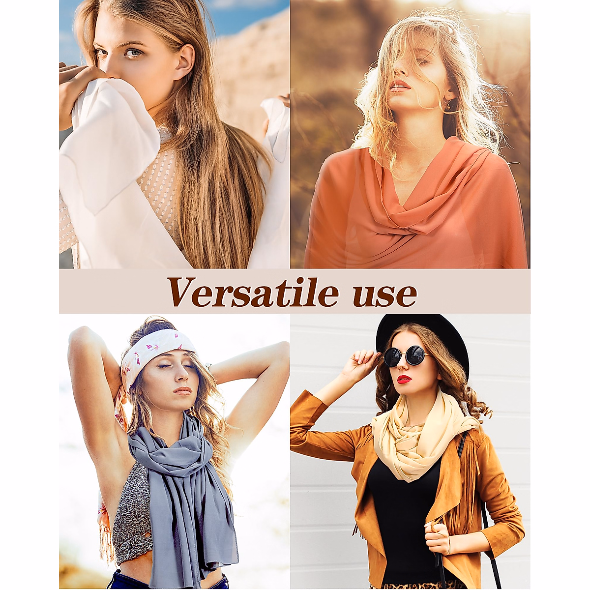 Mepase 20 Pack Chiffon Hijab Head Scarves for Women Soft Hijab Long Scarf Wrap for Muslim Women Lightweight, 20 Colors