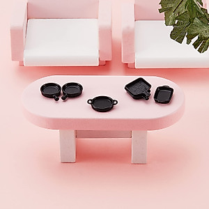 Skylety 8 Pcs Dollhouse Kitchen Accessories Dollhouse Metal Miniature Pots and Pans Mini Kitchen Stovetop Cookware Dollhouse Christmas Role Play Party Decoration Supplies