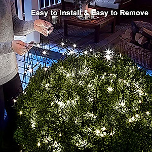 Solar Net Lights Outdoor Mesh Lights Waterproof with 8 Lighting Modes, Auto On/Off, 200 LED Starry Fairy String Lights Backyard Patio Twinkling Lights Wall Roof Wedding Party Decor(9.8ftx6.6ft,White)