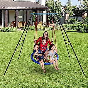 Swing Frame Outdoor Heavy Duty, 440 LBS Metal Porch Swing Stand for Kids and Adults, 73" Height Metal A-Frame Saucer Swing Stand for Backyard, Black