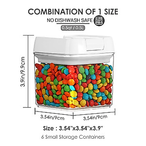 Vtopmart 6 PCS Airtight Food Storage Containers, BPA Free Plastic Snack Containers with Easy Lock Lids, for Kitchen Pantry Organization and Storage, Include 24 Labels, 0.5L