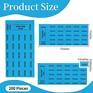 200 Pieces Basket Tickets Auction Chinese Ticket Raffle Tickets Sheets Blue 4"×9" 200 Numbers for Drink Door Prize Fundraiser Silent Carnival Penny Auction Events (200)