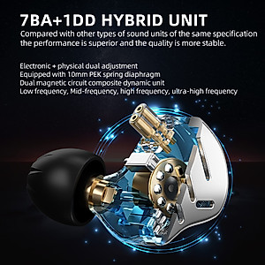 KZ Zax in Ear Monitor Headphones, HiFi IEM Stereo Noise Isolating Sport Wired Earbuds with Detachable Cable for Musician Audiophile