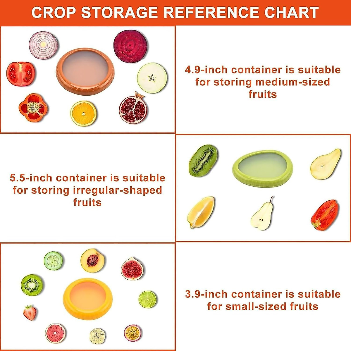 Silicone Fruit Storage Box | Set of 4 Reusable Silicone Fruit & Vegetable Storage Containers | Avocado Saver, Tomato Holder, Onion, Garlic & Lemon Keepers for Fridge - Ideal Kitchen Organizers