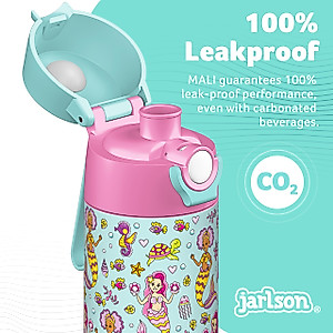 Jarlson® Mali Children's Water Bottle, Thermal Stainless Steel Water Bottle, BPA-Free, Leak-Proof, Children's Bottle with Chug Lid, Bottle for School, Nursery (Mermaid, 350 ml)