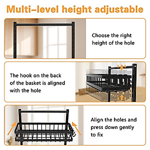 Under Sink Organizer, 2-Tier Pull Out Cabinet Organizer Under Kitchen Sink Organizer, Solid Wood Edge Beautiful-Use for Bathroom Laundry Kitchen