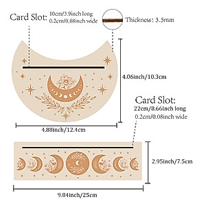 GORGECRAFT 2PCS Wooden Card Stand for Tarot 5" Moon Shape and 10" Rectangle Wood Tarot Cards Altar Stand Display Holder Witch Divination Tools Majic Ceremonial Wiccan Supplies(Moon Phase and Flower)