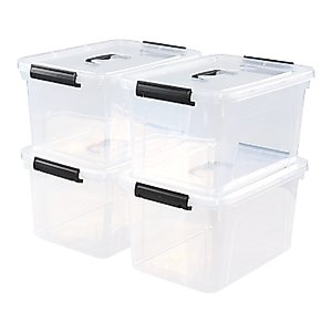 Esdiplot 10.5 L 4 Pack Clear Storage Box, Plastic Latching Box with Handles