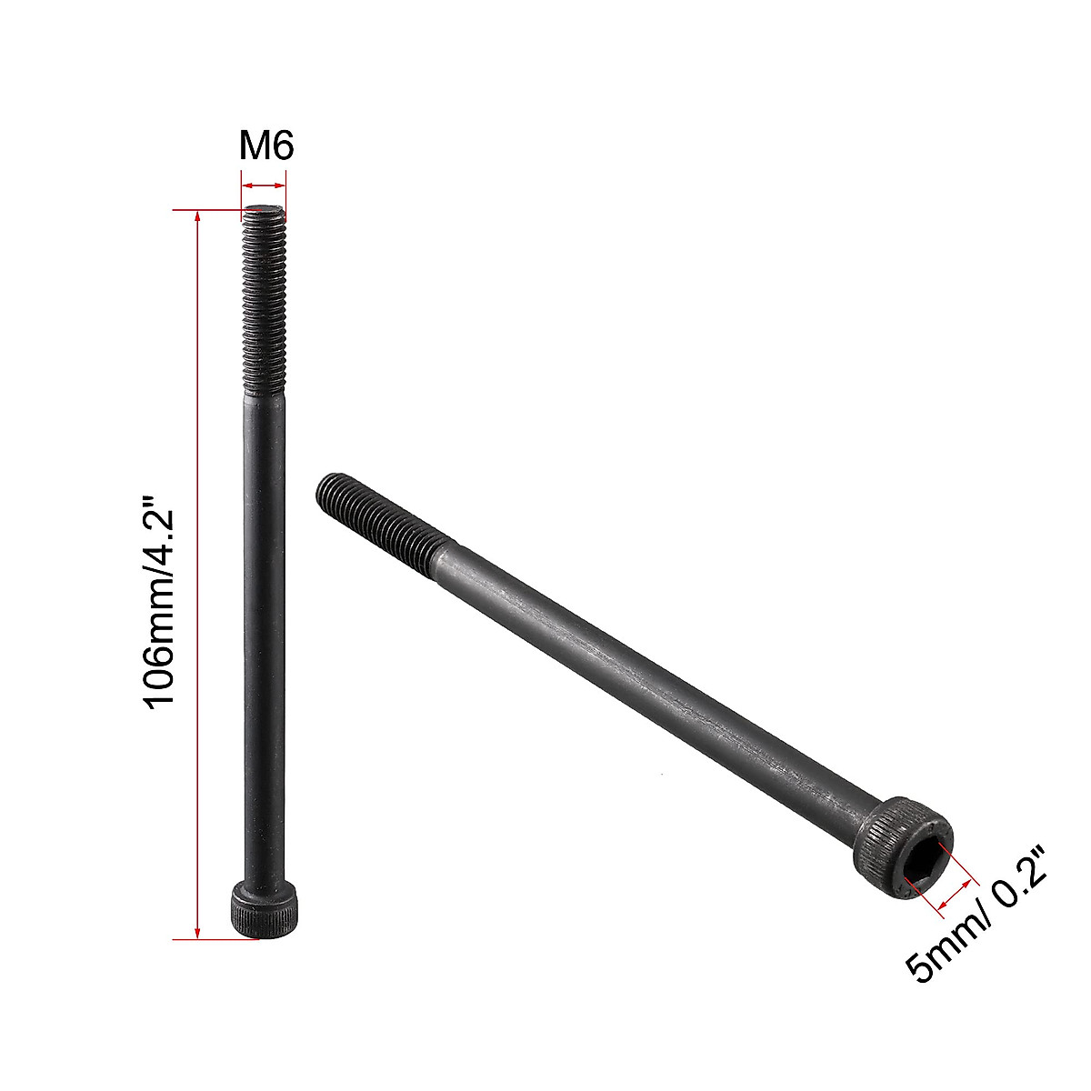 uxcell M6 x 100mm Alloy Steel 12.9 Grade Hex Socket Head Cap Machine Screw Bolt 5PCS