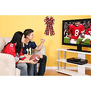 Hying 2 Rolls Football Ribbons for Wreath Bows, Sports Rolls Ball Wired Edge Ribbons Black Red Burlap Ribbon Football Craft Ribbons for Gift Wrapping Football Theme Party Supplies