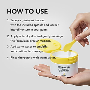 SKIN&LAB] Porebarrier Face Cleansing Balm | Eyelash Extension-Safe Cleanser | Vegan Makeup Remover for Waterproof Makeup | Balm to Oil to Milk | Gentle for | Made in Korea | 3.38 Fl Oz