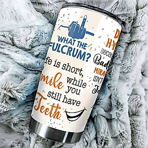 MEDROC Stainless Steel 20oz Straw Lid Tumbler - Funny Dental Hygiene Gifts For Women Men, National Dental Hygienists Week Gifts For Coworker Drinking Coffee Cups (DH01)