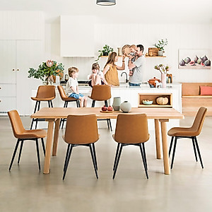 Cozyman Dining Chairs, Faux Leather Dining Chairs Set of 4, 18 Inch Dining Room Chairs, Modern Side Chair with Metal Legs, for Living, Bedroom, Kitchen, Whiskey Brown