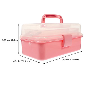 SEWACC Craft Box, 3 Layers Plastic Portable Storage Box Pink Art Box Multipurpose Organizer Handled Storage Case Tool Box for Tools Sewing Kit Arts Crafts Supplies