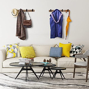 FATASTY Coat Hooks Wall Mount, Solid Walnut Wall Coat Rack with 4 Aluminum Hooks, 15.75 inches Coat Rack Wall Mount Hooks for Hanging Coats, Backpacks, Hats, Towels, Bags,etc.