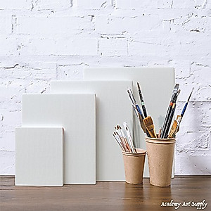 Academy Art Supply Canvases Panels 5 x7, 8 x 10, 9 x 12, 11 x 14 inch - 100% Cotton Artist Blank Canvas Board for Oil Painting, Pre-gessoed, Primed, Acid-Free Blank Canvas - Pack of 28