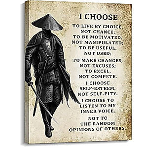 Creoate Inspirational Wall Art Samurai Poster Canvas Print Fremed Artwork Vintage Japanese Canvas Wall Decor for Home Office Bedroom