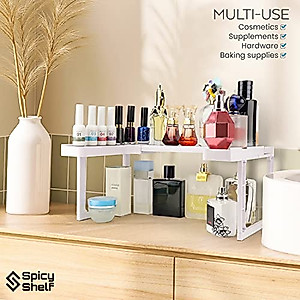 Spicy Shelf Deluxe - Expandable Spice Rack and Stackable Cabinet & Pantry Organizer (1 Set of 2 shelves) - As seen on TV(Spicy Shelf Deluxe)