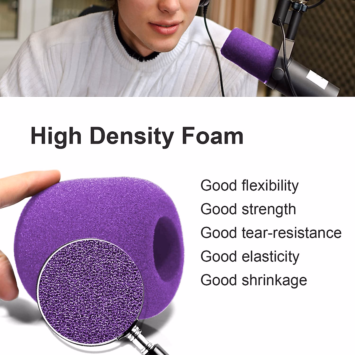Fielect 5Pcs Microphone Cover Sponge Foam Mic Cover Handheld Microphone Windscreen Shield Protection Micro Foam Filter Purple for KTV Broadcasting