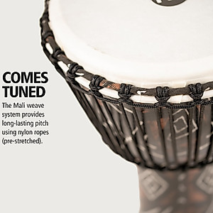 Meinl Percussion Series Travel Djembe Hand Drum Circle Instrument, Synthetic Shell and Head — NOT Made in China — African Mali Weave Rope Tuning, 2-Year Warranty (PADJ6-M-F)