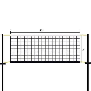 Aoneky PU leather 32 ft Replacement Regulation Professional Official Volleyball Net with Vinyl Coated Steel Cable