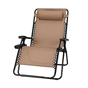 Four Seasons Courtyard Sunny Isles XL Zero Gravity Outdoor Patio Reclining Chair Steel Frame Comfortable Lounge Seating Furniture Set, 3 Pack, Brown