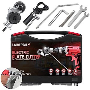 New Upgrade Electric Drill Plate Cutter, Universal Metal Nibbler Drill Attachment with Adapter, Portable DIY Metal Nibbler Drill Cutter Head Tool Set with Carry Case, Cutting Metal Plates Fast