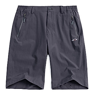 SVACUAM Men's Lightweight Breathable Soft Quick Dry Hiking Shorts(Dark Grey,38)
