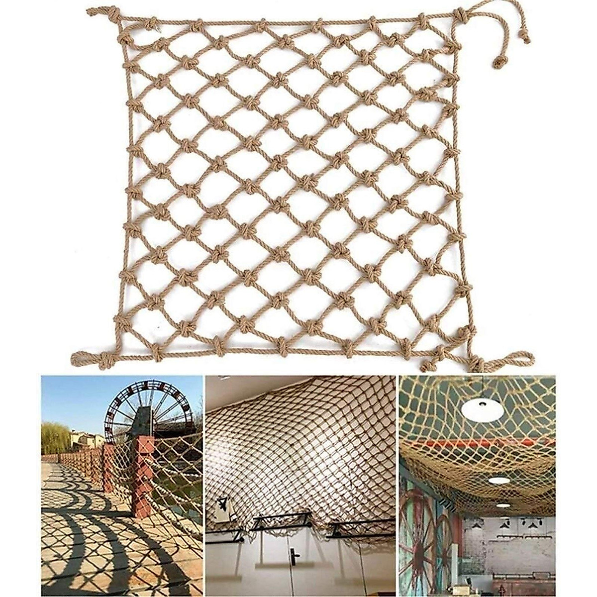 Hynet Rope Net for Climbing, Child Safety Net Fall Protection Net Rock Swingset Children Indoor Stairs Playground Outdoor Ceiling Decor Rope Thick 8mm (Size : 2 * 4m(7 * 13ft))