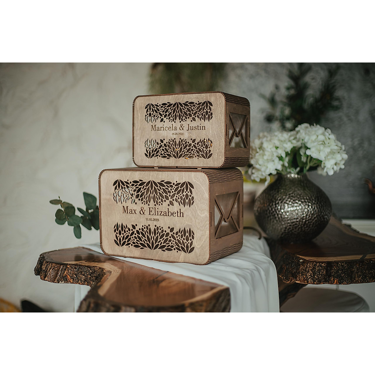 Custom Wedding Card Box, Rustic Wedding Decor, Boho Wedding Post Box, Wedding Money Box, Wood and Acrylic Card Box