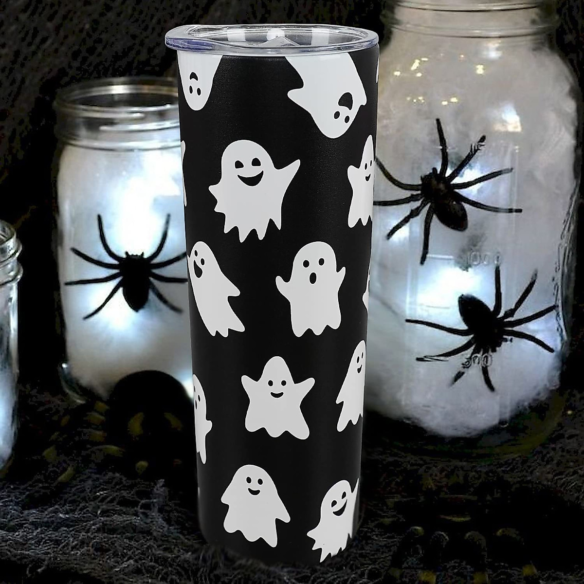 Halloween Tumbler Halloween Gifts for Women, ghost cups gothic Tumblers with Lids and Straw, Coffee Mug Travel Halloween Cup Unique Birthday Gift