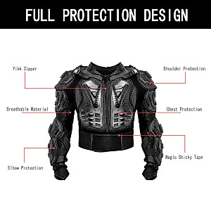 Motorcycle Protective Jacket Full Body Armor Protection Dirt Bike Gear ATV Protective Safety Gear Riding Racing Armor Motocross Protector Jacket Men Women For Off-Road Motorbike Cycling Skiing Skating