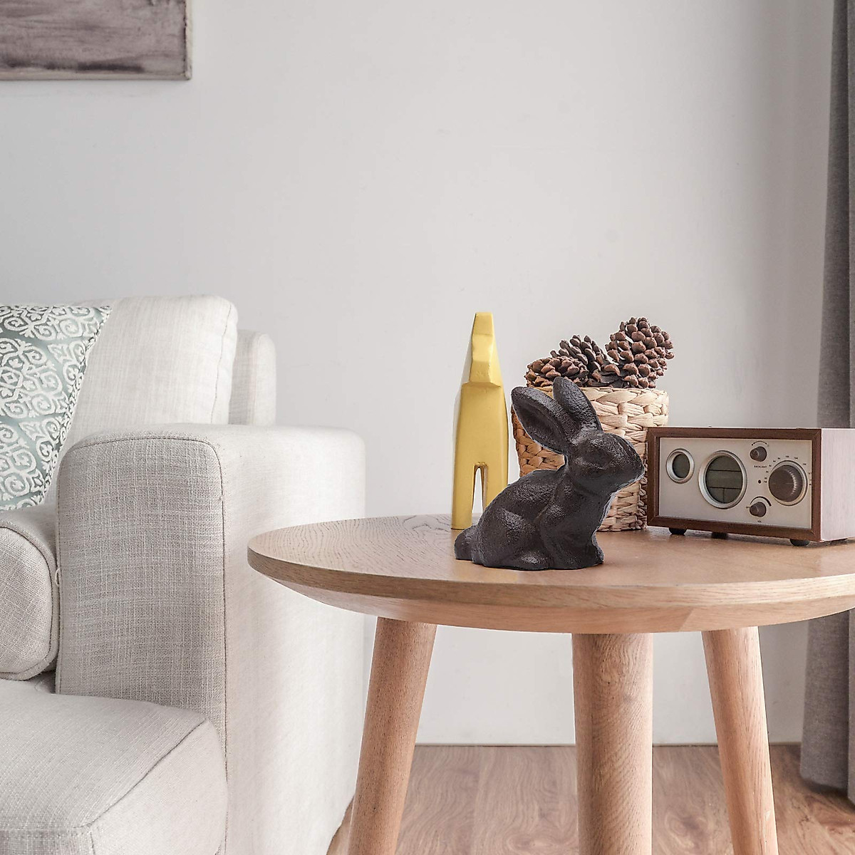 BRASSTAR Cast Iron Rabbit Statue 3.1”Garden Home Office Desk Decor Paperweight Collection Animal Figurine TQZDPT44