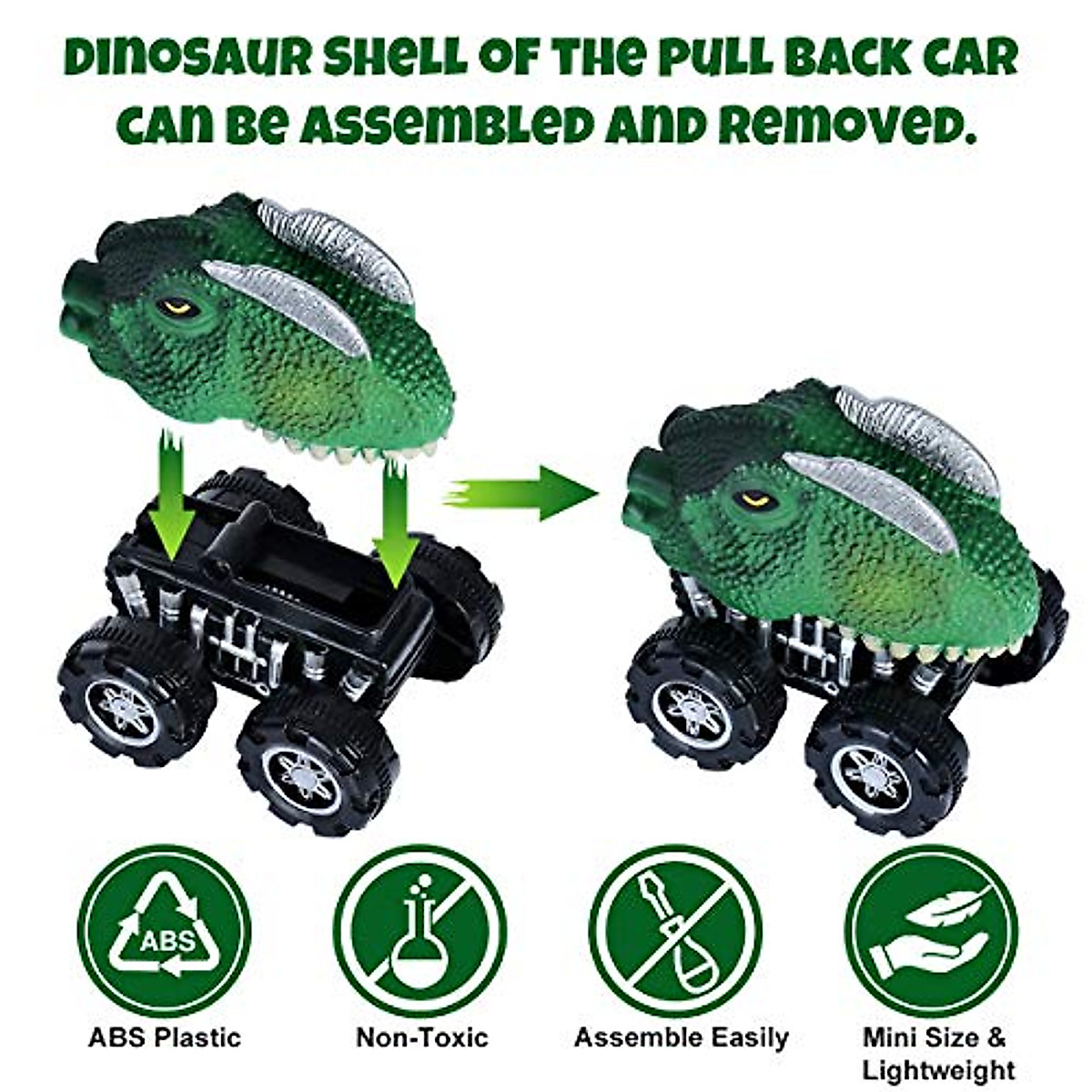 Dinosaur Toy Pull Back Car for Kids 3-5, 8 Pack Car Toy Dinosaur Party Favors, Dinosaur Car Toys for Toddler Boys Girls, Birthday Party Toys Creative Gifts Fits 3-8 Year Old and Up