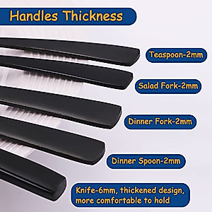 Black Silverware/Flatware/Cutlery Set for 4, 20 Pcs Stainless Steel Utensils Set Service for 4, Modern Kitchen Metal Eating Mirror Polished Tableware Sets Include Knives/Forks/Spoons(Dishwasher Safe)