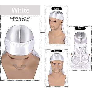 3PCS Silky Durags Pack for Men Waves, Satin Doo Rag, Award 1 Wave Cap,G