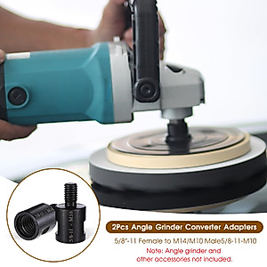 Angle Grinder Adapter, 2 Pcs Angle Grinder Attachment Converter 5/8"-11 Female to M10/M14 Male, Interface Connector Adapter for Angle Grinder Polisher Drill Bit Connecting Tool