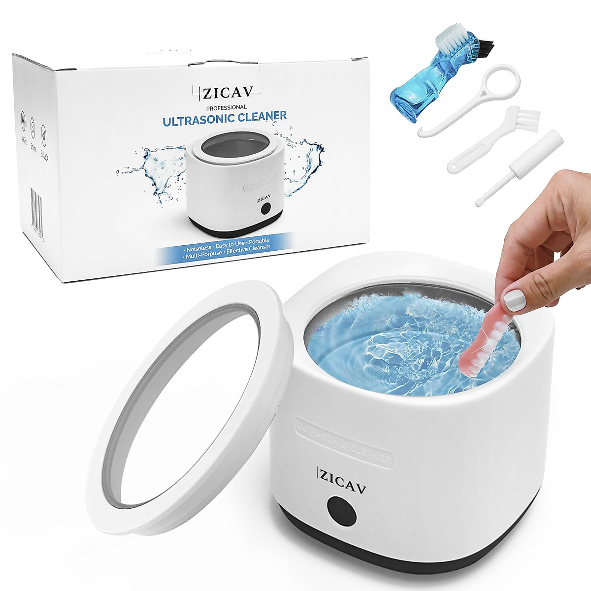 ZICAV Retainer Cleaner Machine - Ultrasonic Jewelry Cleaner - Denture Cleaner Machine, Mouth Guard, Aligner