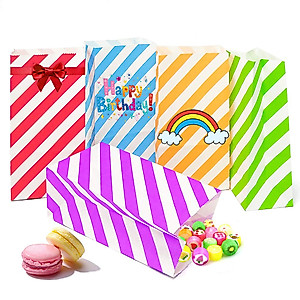 ADIDO EVA Red Striped Paper Bags Mini Party Goody Bags for Kids Birthday Party Supplies (50 CT 3.5×2.3×7 in)