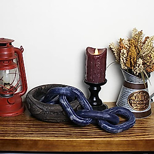 CVHOMEDECO. Rustic Wood Chain Link Decor Farmhouse Hand Carved Wood Link for Home, Wall, Table or Shelf décor Accents (Distressed Blue)