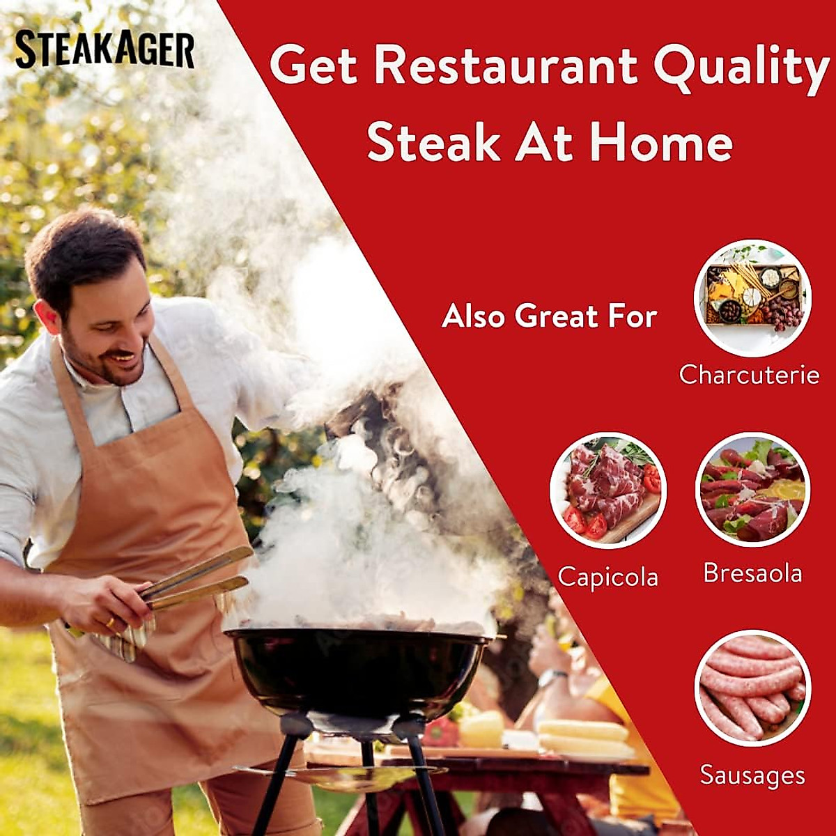 SteakAger PRO 20 Starter Pack - Home Beef Dry Aging Refrigerator, Enjoy Dry-Aged Steak Perfection at Home, Black and Stainless Steel with 20Lbs Capacity