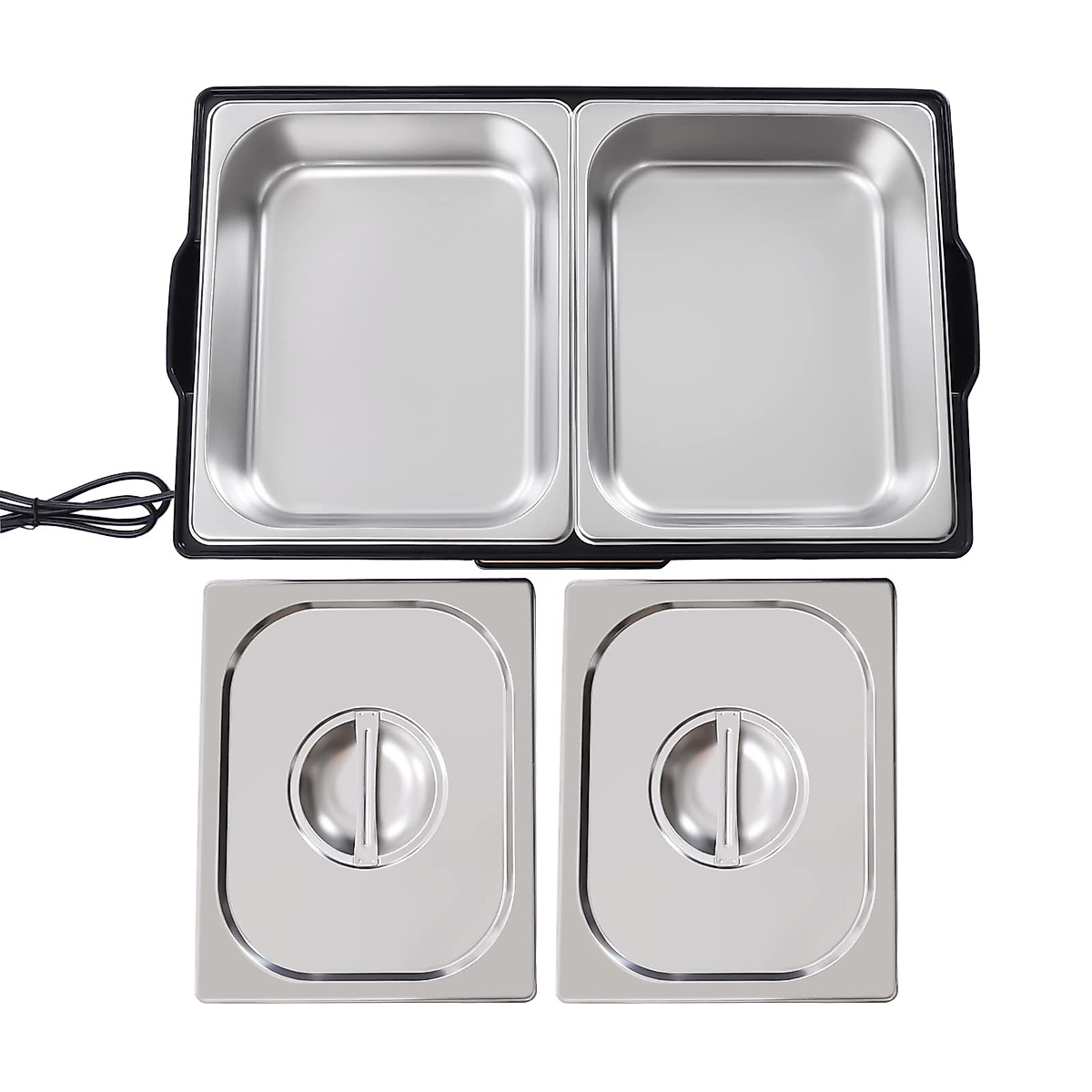 9L Electric Chafing Dish Buffet Stainless Steel Warmers Trays Server Chafer Digital Display for Catering(Black)