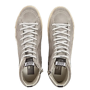 Golden Goose Slide Waxed Suede Upper Leather Star and List Laminated Wave Mens Sneakers-44 Grey