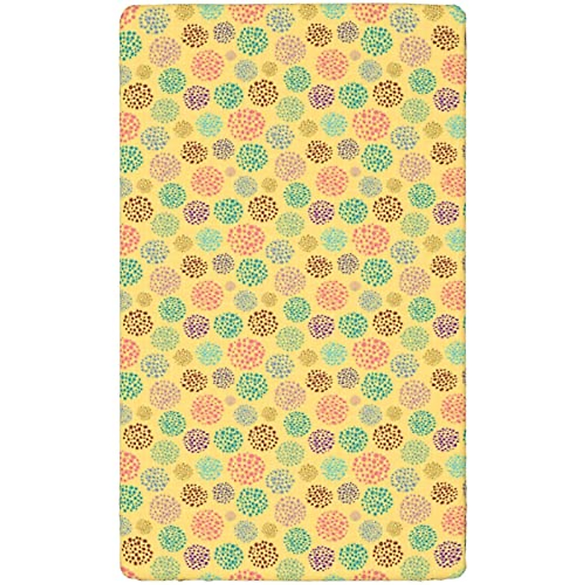 Polka Dot Themed Fitted Crib Sheet,Standard Crib Mattress Fitted Sheet Soft and Breathable Bed Sheets-Great for Boy or Girl Room or Nursery,28“ x52“,Mustard Multicolor