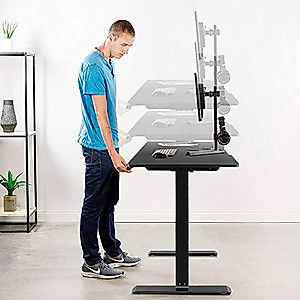Thre'a Stand Up Desk Frame, Adjustable Standing Desk Base, Electric Standing Frame with Single Motor DIY Workstation with Memory Controller for Home and Office (Black)