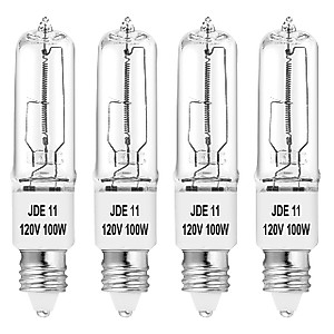 Bluex Bulbs 4-Pack JDE11 120V 100W Halogen JDE11 100W Bulb Warm White 100 Watt T4 E11 Bulb JD E11 T4 100W for Chandeliers, Pendants, Table Lamps, Cabinet Lighting, Mini-Candelabra Base T4 Bulb