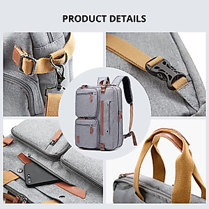 MOLNIA 3 in 1 Laptop Backpack, 17.3 inch Computer Bags for Men, Laptop Backpack for Men, for Travel Bussiness Men Women, Grey